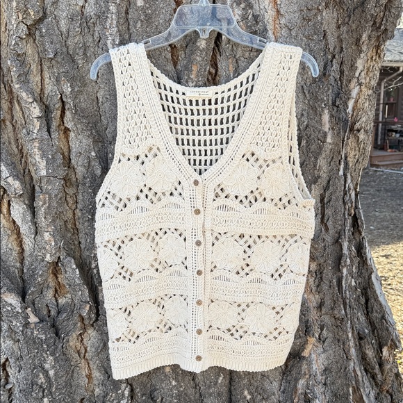 lovestitch | Tops | Lovestitch Ivory Crochet Open Weave Top | Poshmark